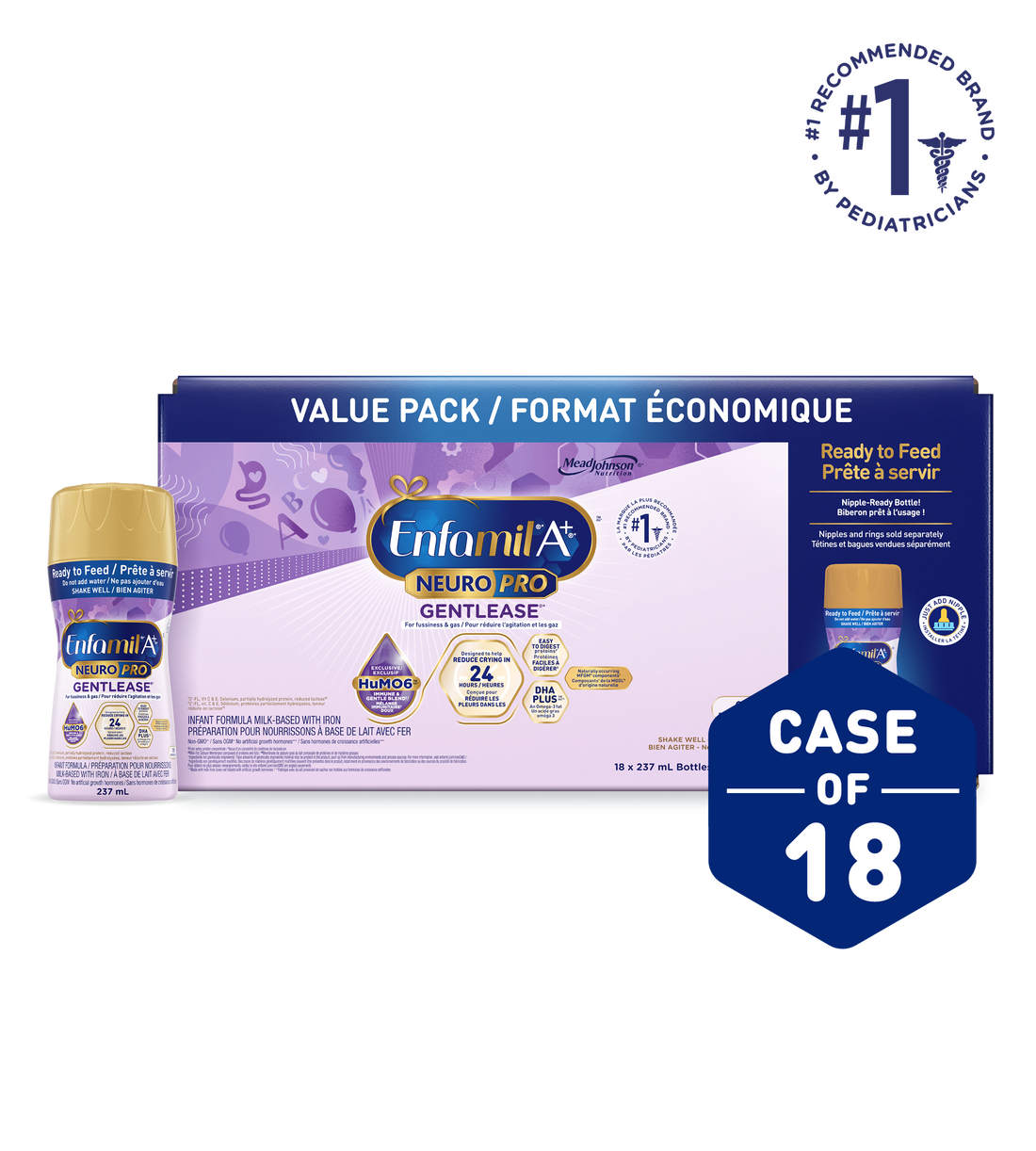 Enfamil A+ NeuroPro Gentlease Infant Formula, Nipple-Ready to Feed Bot ...