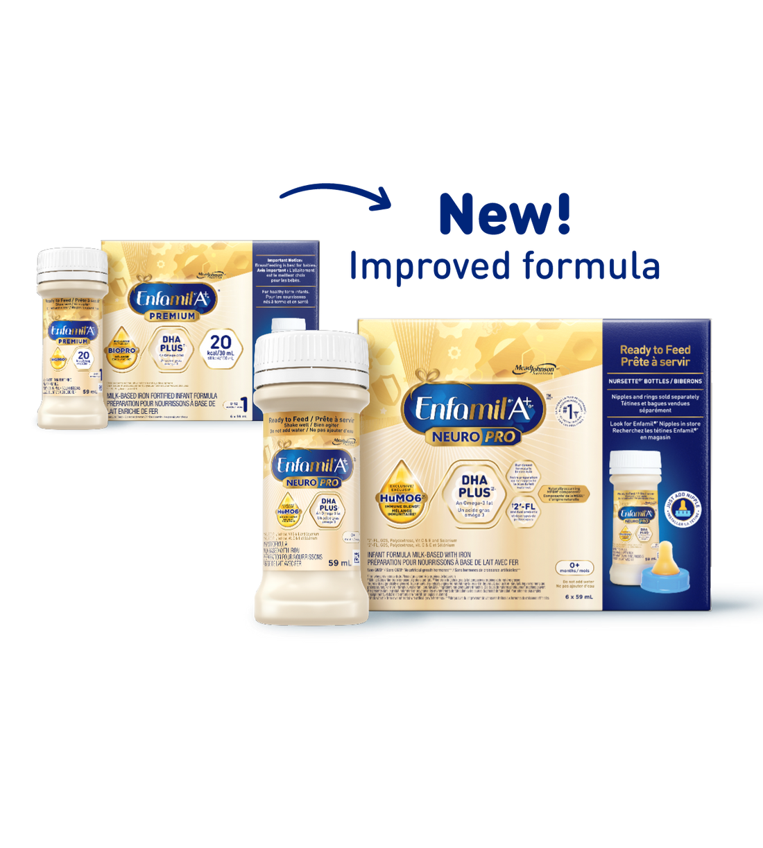 Enfamil A+ NeuroPro Infant Formula, Ready to Feed Nursette Bottles ...